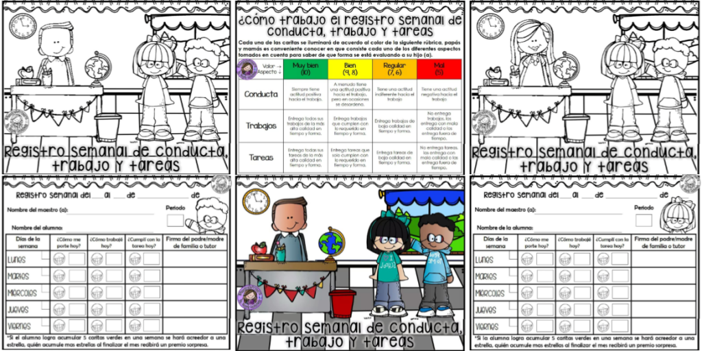 Estupendo registro semanal de conducta, trabajos y tareas | Material ...