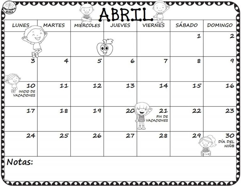 Bonitos y creativos diseños de los calendarios del mes de abril ...