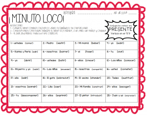 Estupendo ¡Minuto Loco! para conjugar verbos para tercer a sexto grado ...