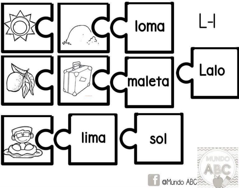 Fabuloso rompecabezas de sílabas simples para preescolar, primer y ...