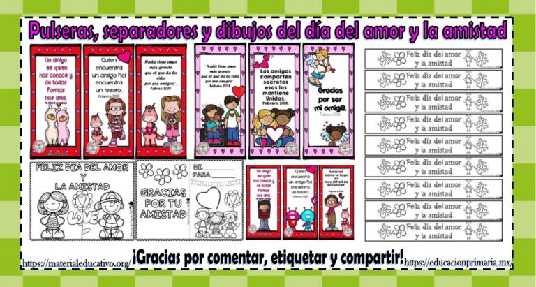 Bonitas pulseras, separadores, cartas y dibujos del día del amor y la ...