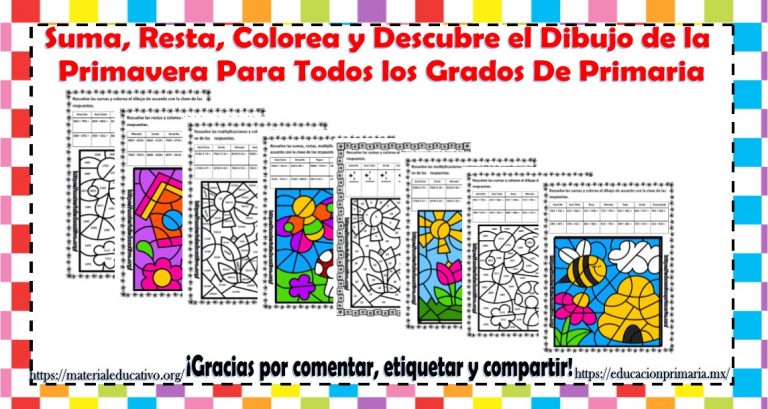 Suma, resta, multiplica, colorea y descubre el dibujo de la primavera ...
