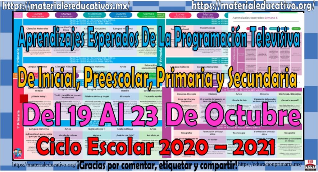 Horarios y programación de la semana del 19 al 23 de octubre de aprende ...
