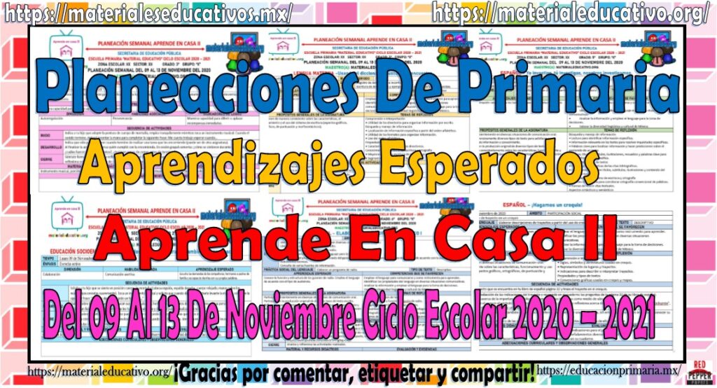 PlaneacionPrimariaDel09Al13NoviembreME | Material Educativo