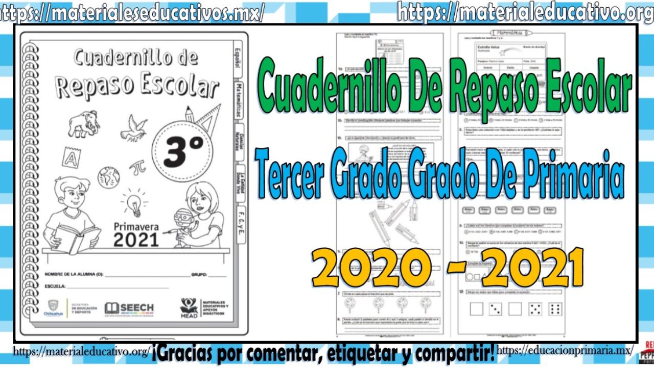 Cuadernillo De Repaso Escolar Del Tercer Grado De Primaria 2020 2021