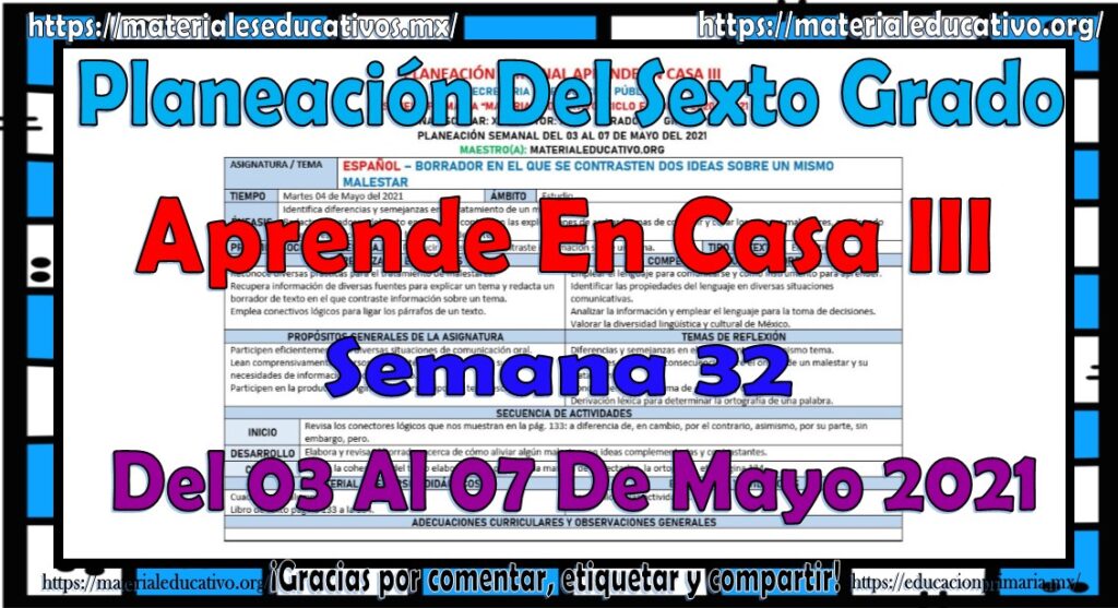 Planeación del sexto grado con actividades de acuerdo a los ...