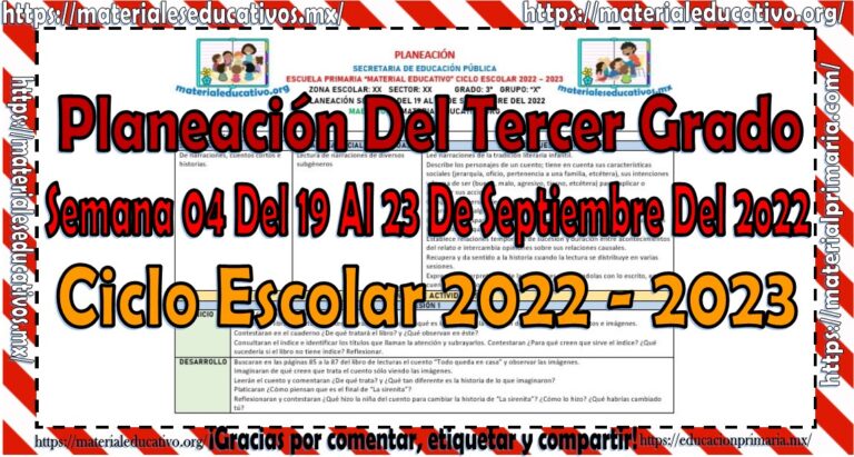 Planeación del tercer grado de primaria de la semana 04 del 19 al 23 de ...