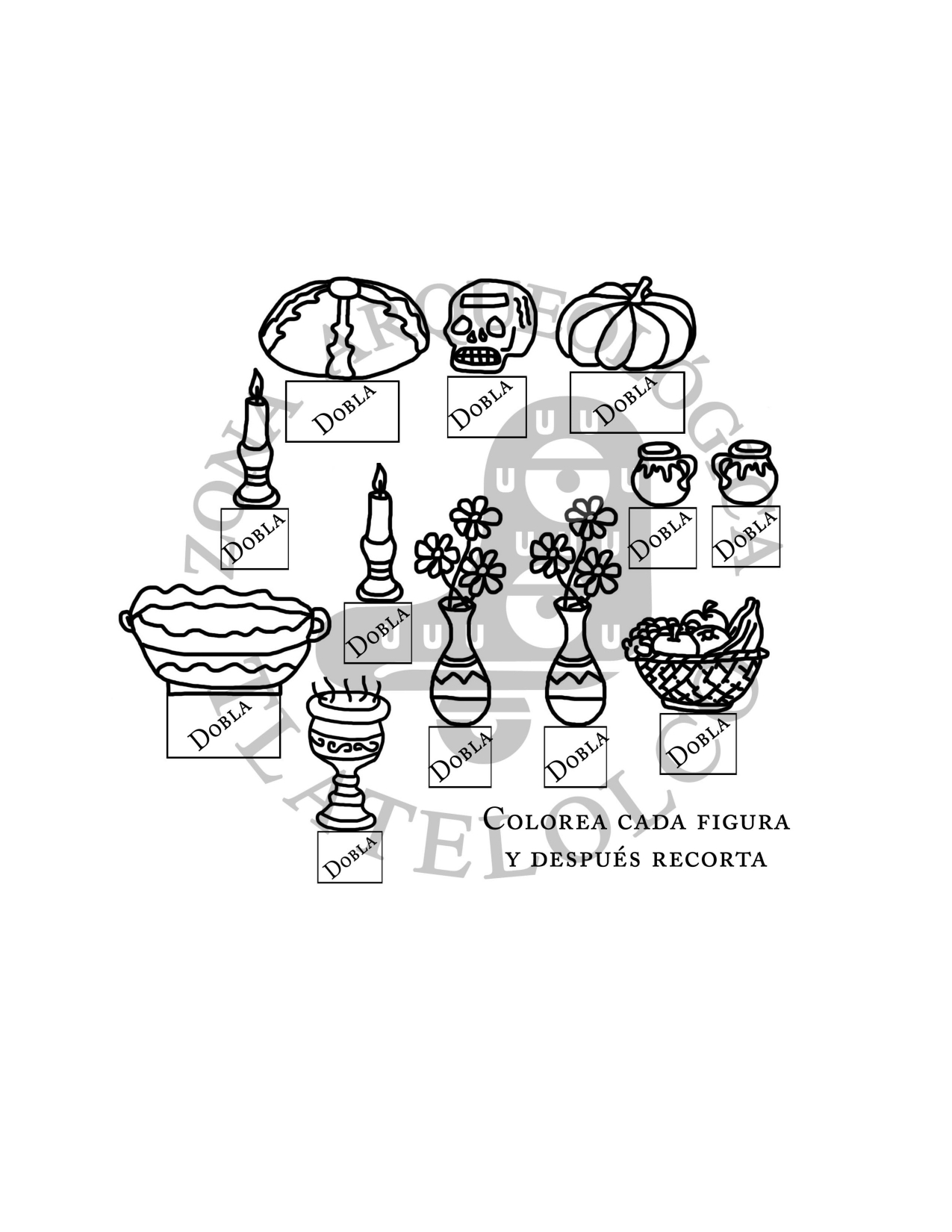 Estupendas ofrendas de día de muertos para armar y colorear | Material ...