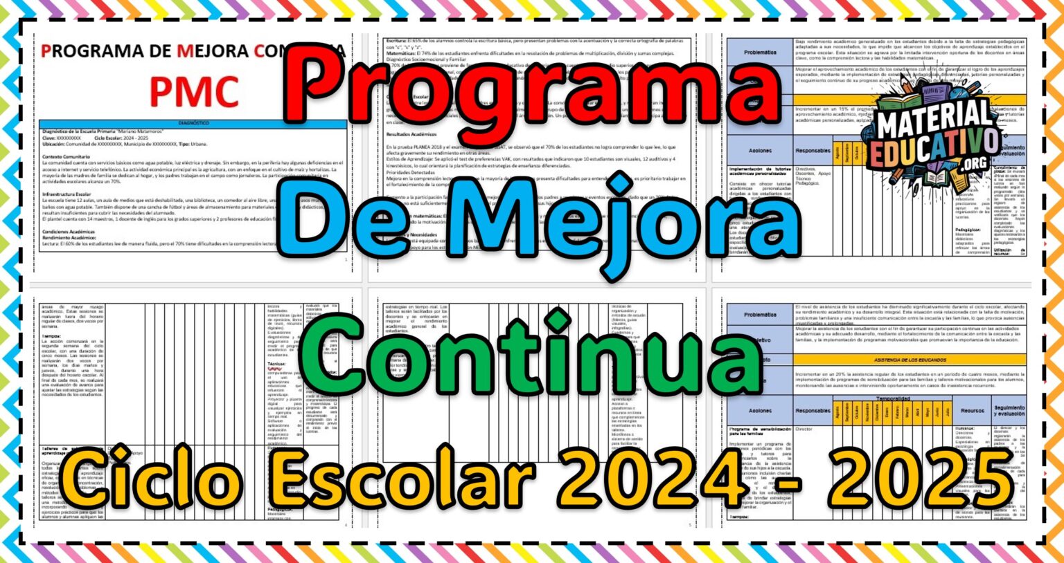 Programa de Mejora Continua del Ciclo Escolar 2024 – 2025 | Material ...
