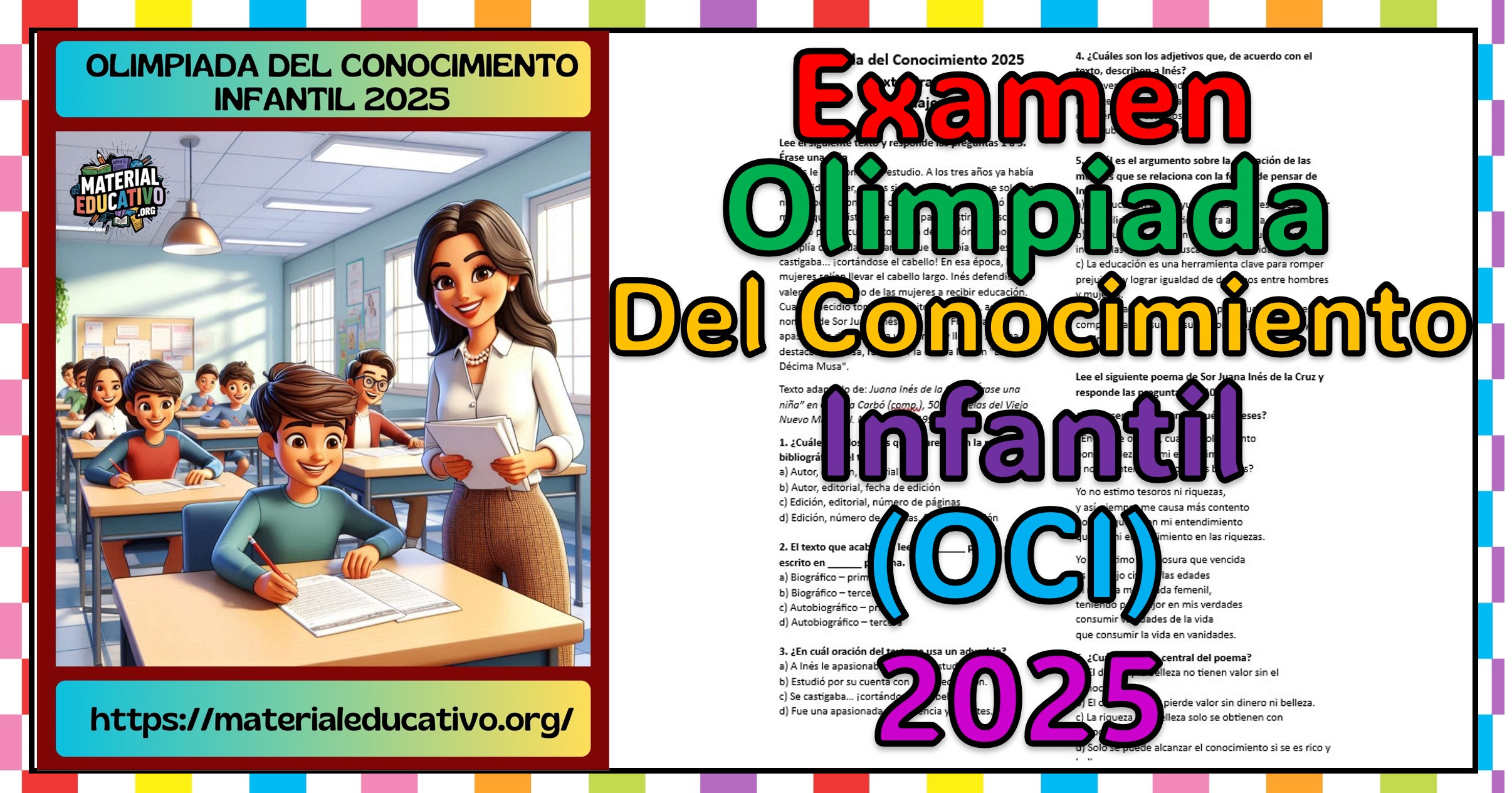 Examen de la Olimpiada del Conocimiento Infantil (OCI) 2025 | Material Educativo