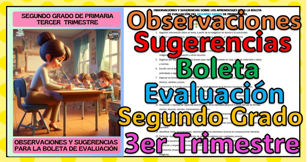 Observaciones y sugerencias para la boleta de evaluación del segundo ...